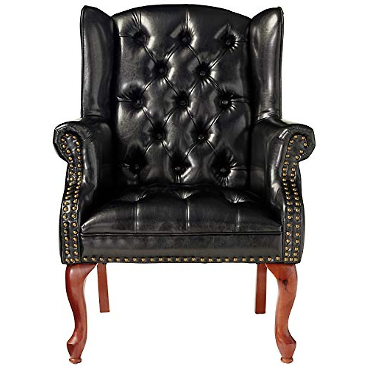 Coaster Furniture Wing Back Button Tufted Accent Chair and Ottoman Black and Espresso 900262