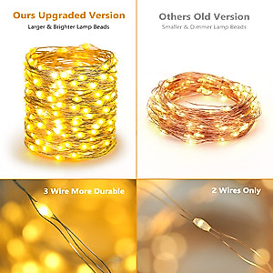 BrizLabs Solar Fairy Lights, 200 LED 66ft Super Bright Solar String Lights, Cool White & Warm White 2 Colors in One Solar Powered String Lights Waterproof, Outdoor Twinkle lights for Garden Yard Party