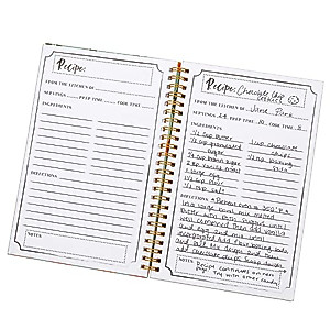 Pipilo Press Blank Recipe Book to Write Your Own Recipes, 120 Pages, 8 Sections, Floral and Orange Theme, Laminated Hardcover (5.5 x 8.5 In)