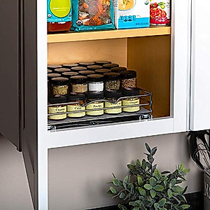 Pull Out Cabinet Organizer for Spices, Cans - Heavy Duty with Lifetime Limited Warranty - Pull Out Spice Rack- Chrome 12-3/8"Wx 10-1/2"D x 2-3/4” H Cabinet Pull Out Shelf for Cans, Dishes, Etc.