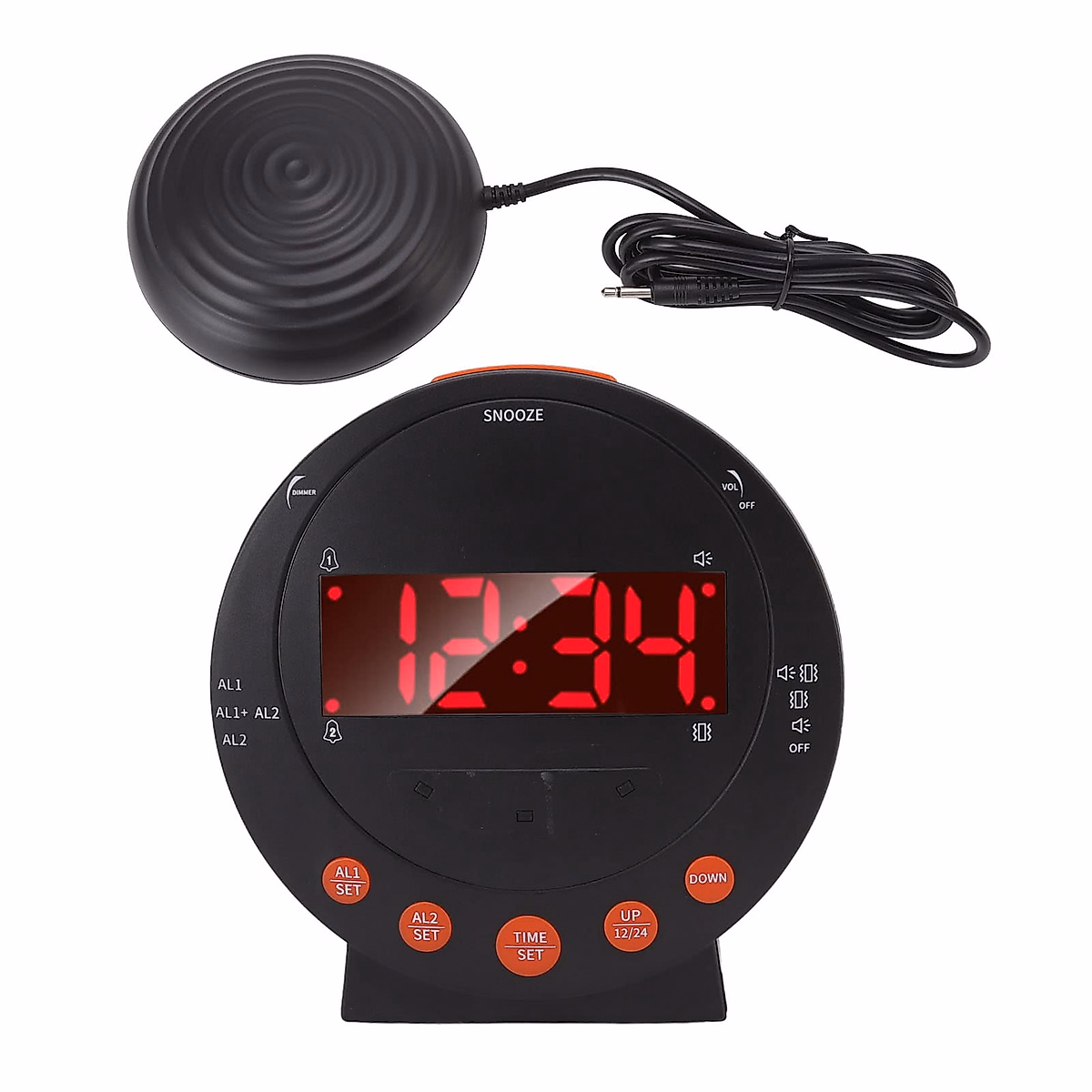 Alarm Clock 113 Decibels Sonic Vibrating Alarm Clock Red Flashing Light Super Shaker Extra Alarm Clock for Student Adult Elder