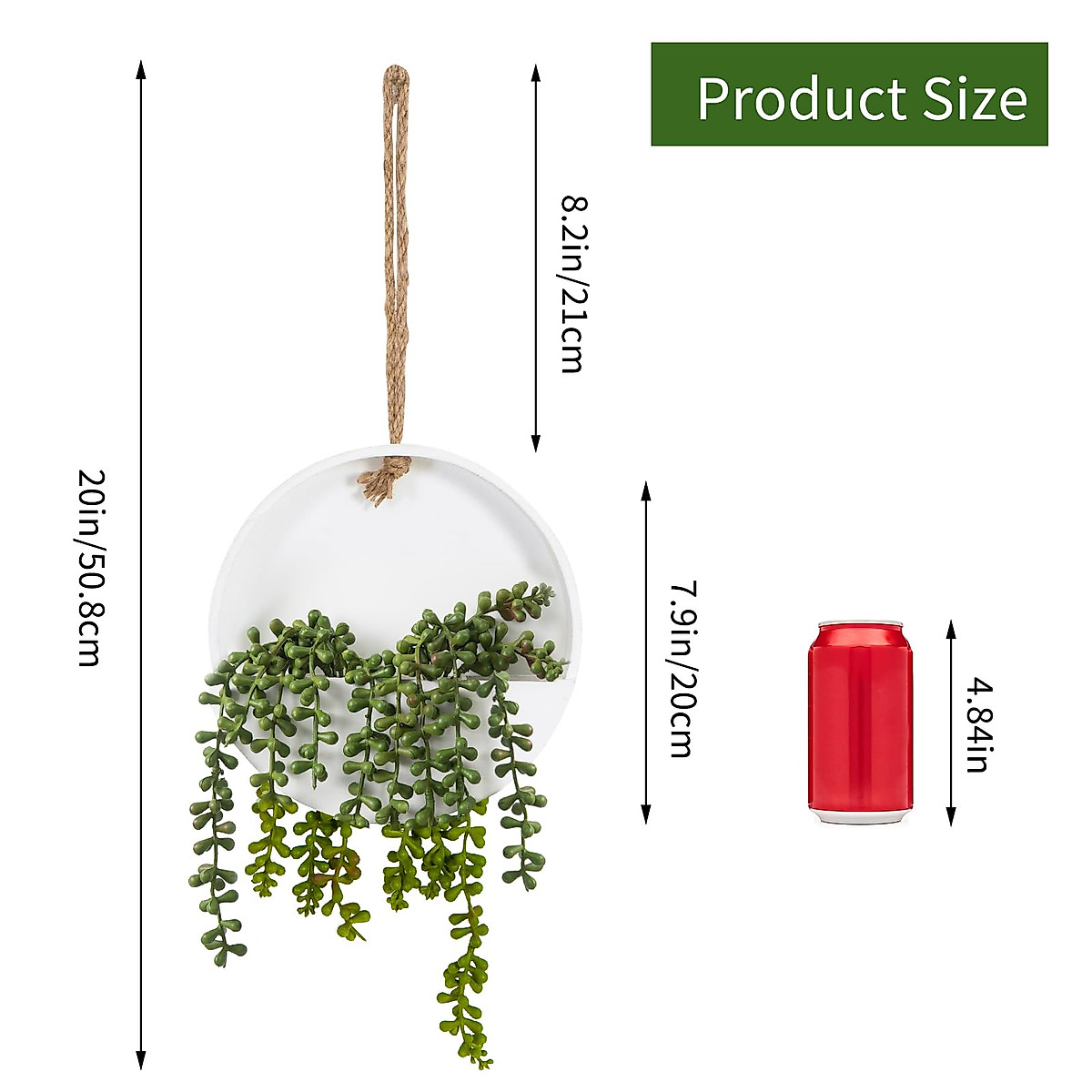 CEWOR 2pcs Artificial Hanging Succulent Plants, Fake String of Pearls in Pot with Lanyard Boho Wall Decor for Bathroom Living Room Home Indoor Outdoor Decorations, White