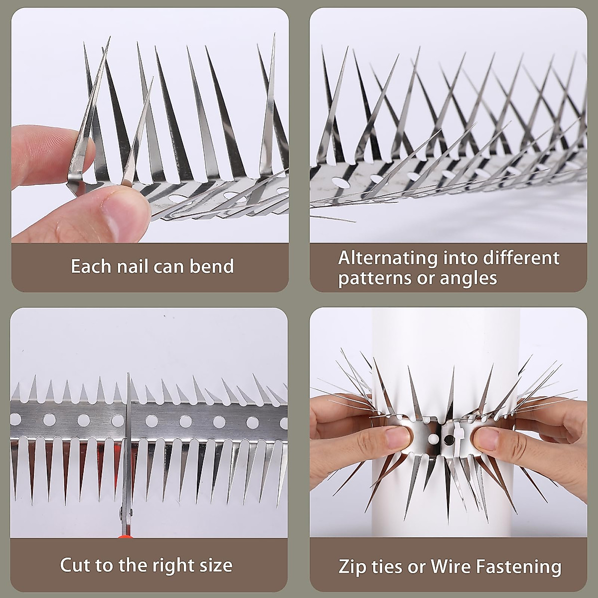 AMZDOTD Bird Spikes for Outside to Keep Birds Away, Pigeon Squirrel Raccoon Bird Spikes Deterrent, Bird Prevention Spikes with Stainless Steel - 80 Inches Medium Size