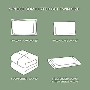 EMME Grey Comforter Set Twin Bed in A Bag 5 Pieces, Down Alternative Brushed Microfiber Bedding Comforter Set with Sheets, Ultra Soft and Comfortable Bed Set for All Season (Twin/Twin XL, Grey)