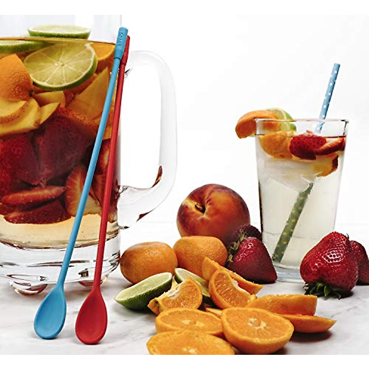 RSVP International Silicone Stir Spoons, 10 inch, Multi-Color | BPA-Free | Prefect for Stirring Drinks & Getting to the Bottom of Jars | Dishwasher Safe