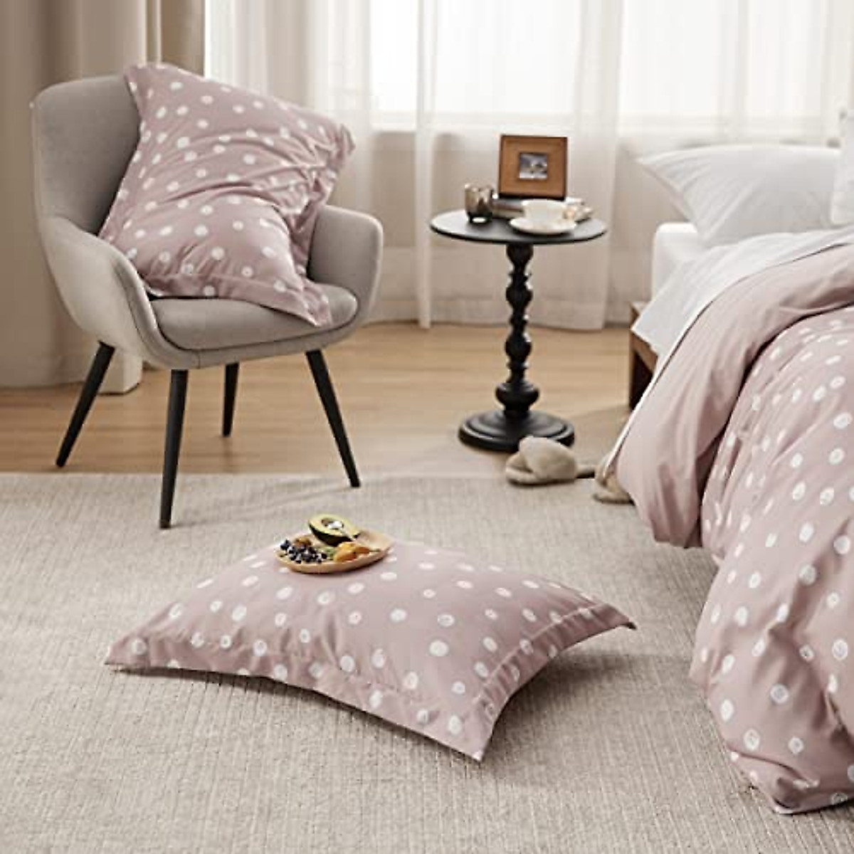 Bedsure Twin/Twin XL Duvet Cover Dorm Bedding - Reversible Polka Dot Twin/Twin Extra Long Duvet Cover Set, Pink Bedding Set, 1 Duvet Cover (68"x90") with Zipper Closure and 1 Pillow Sham (20"x26")