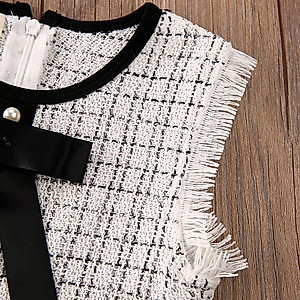 LXXIASHI Toddler Baby Girl Long sleeve Turtleneck T-shirts + Elegant Plaids Dress Coat Formal Party Outfits (Black Turtleneck + Plaid Dress Coat, 4-5 Years)