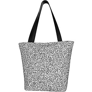 Silver Glitter Women's Shoulder Handbag Beach Tote Bag Storage Handle Bag