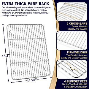 4Pcs Baking Sheet Pan with Rack Set, Joyfair Stainless Steel Oven Rectangular Pans Tray & Cooling Racks for Cookie/Jelly Roll/Bacon, Commercial Metal & Rust-free, Dishwasher Safe (16 Inch)