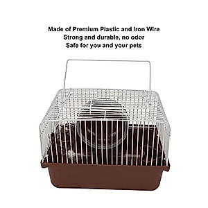 HEEPDD Hamster House Toy, Hamster Cage Breathable Portable Small Animal House with Water Bottle Bowl Running Wheel for Guinea Pigs Rabbits
