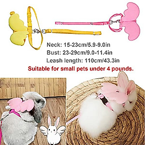 ROZJOVU Rabbit Harness and Leash, Adjustable Bunny Harness, Cute Bunny Collar Leash for Jogging Pet Bunny Supplies Accessories Harness and Leash Set for Adult Guinea Pig,Ferret,Small Pet Animals
