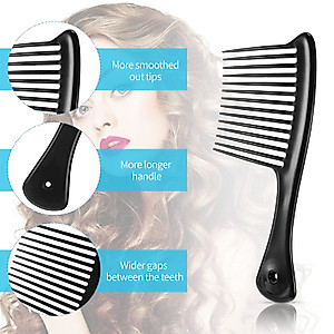 3 Pieces Wide Tooth Comb Jumbo Rake Comb, Detangler Salon Shampoo Comb for Long, Curly and 4c Hair (Black, Blue, Pink)