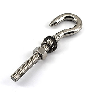 16Pcs M5 Stainless Steel Eye Bolt with Nut and Washers Long Shank Threaded Rod Round Hook Eyelet Bolt Screw