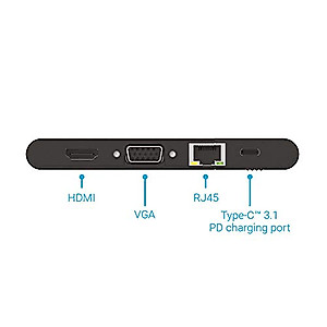 PNY 9 in 1 Mini Portable USB-C Power Hub with Integrated USB-C Cable for USB-C Compatible Devices with 2xUSB-C Ports, 2xUSB-A 3.1 Ports, 1xHDMI Port, 1xVGA Port, SD/microSD Slots, PNY Mini USB-C Hub