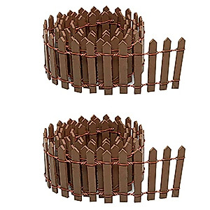 ZZHXSM 35 Inch Miniature Fairy Garden Fence DIY Wood Decorative Ornament Fence for Dollhouse Succulent Plant Pot Studio Scenes, 2 inch Height Pack of 2