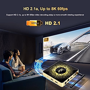 SHYSKY X96 X10 8K Ultra HD Android TV Box Android 11.0 Amlogic S928X LPDDR4 8GB RAM 64GB ROM WiFi6 1000M BT5.2 USB3.0 Support AV1 8K 60fps H.265 HDR Box with i8 Keyboard