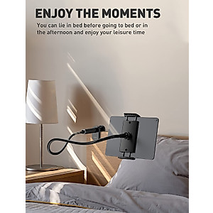 Gooseneck Tablet Holder Stand for Bed: Adjustable 39.4inch Flexible Lazy Arm Tablets Mount Compatible with iPad Pro Air Mini | Galaxy Tab | Kindle Fire | Switch or Other 4.7-12.9" Device