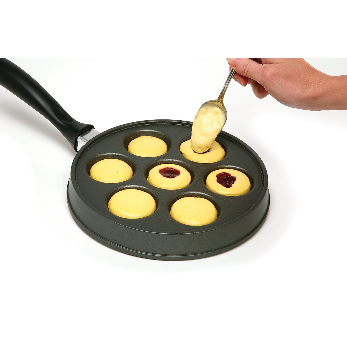 Norpro Nonstick Stuffed Pancake Pan, Munk/Aebleskiver/Ebelskiver 16.5″ x 9″ x 1.25″ Black