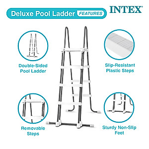 Intex 28076E Heavy Duty Deluxe Pool Ladder with Removable Steps for 48 Inch Depth Above Ground Pools