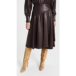 Rebecca Taylor Women's Vegan Leather Midi Wrap Skirt, Deep Port, Purple, Brown, 4