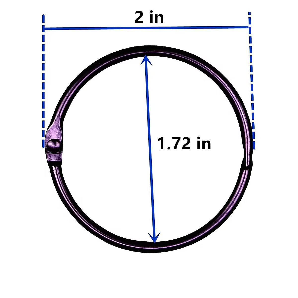 Black Shower Curtain Rings 2 inch (12 Pack) Metal Round Hooks Ring Rustproof for Bathroom Rod