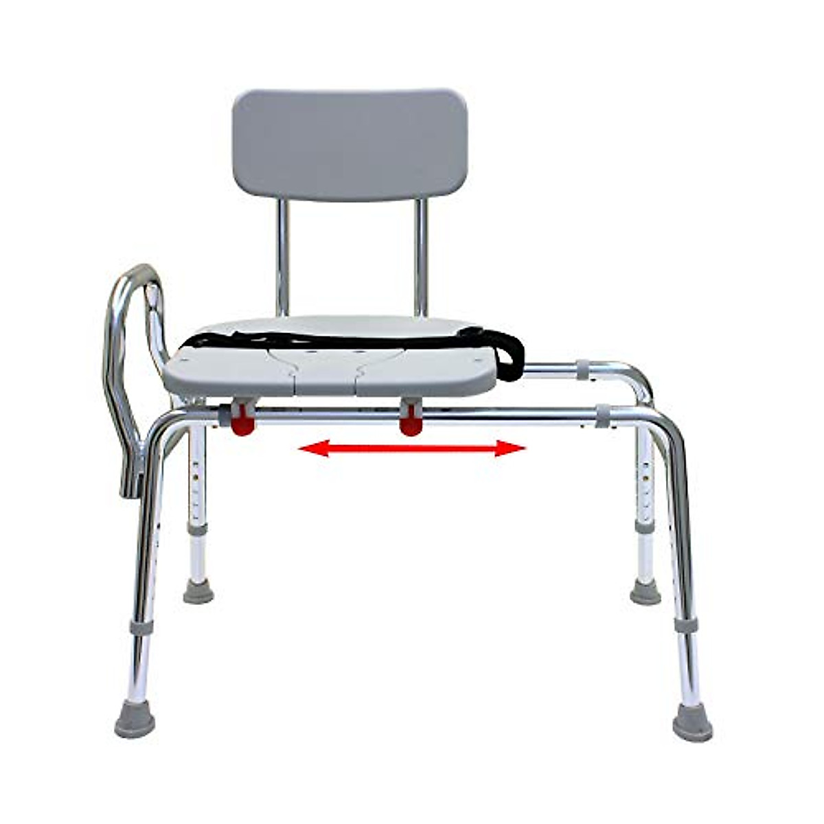 Pro-Slide Bathtub Transfer Bench and Sliding Shower Chair with Cut Out for Additional Cleaning (70311). Multiple Safety Features, Tool-Less Assembly, Height Adjustable and High Weight Capacity.