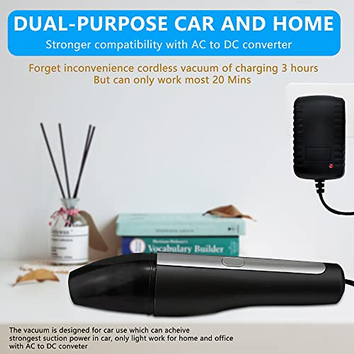 Portable Car Vacuum Cleaner with AC to DC Converter High Power Wet Dry Mini Handheld for Carpet Seats Water Pet Dog Hair Interior Car Accessories 16.4ft Corded - Aspiradora De Agua para Carro