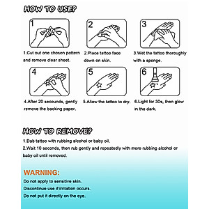 JCFIRE Halloween Temporary Tattoos for Kids, Glow in Dark Tattoos Stickers with Pumpkin Skull Ghost Monster for Halloween Party Favors Decoration