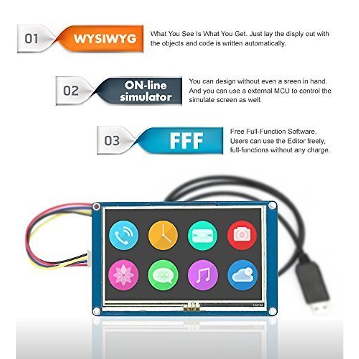 Ferwooh Nextion 3.5'' Display NX4832T035 Resistive Touch Screen HMI TFT Smart Module LCD