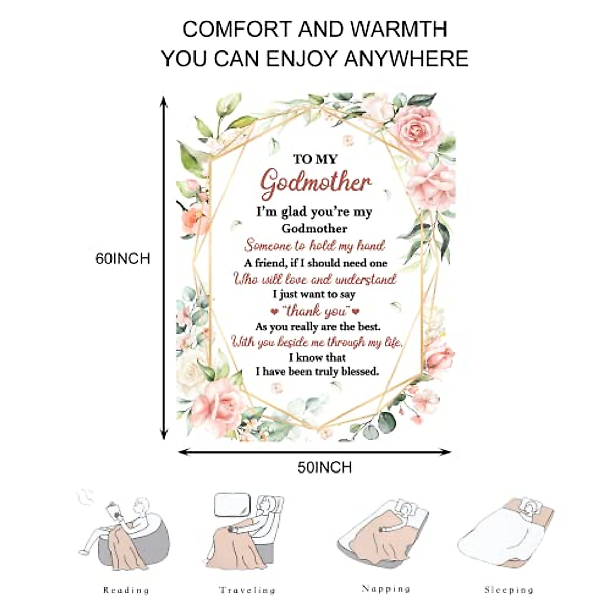 Merry Carve Godmother Gifts from Godchild, Godmother Gift from Goddaughter Godson Birthday God Mother Gifts for Women Christmas Mothers Day for Godmother Proposal Gift Throw Blanket 50"*60"