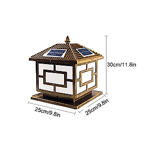 KAIKEA LED Cast Aluminum Solar Lights Outdoor Garden Waterproof Column Post Light Fixture Bright Traditional Classical Acrylic Villa Porch Decor Pillar Lamp,European Retro Post Lamp