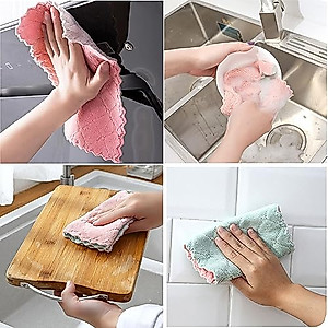 12 Pack Kitchen Cloth, Dish Towels Super Absorbent Coral Velvet Dishtowels, Microfiber Premium Cleaning Cloths, Soft Tea Towels, Quick Dry Rags, Multipurpose Reusable Washcloths, Non-Stick Oil Cloths.