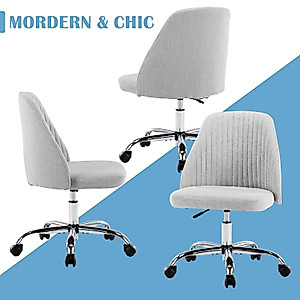 Home Office Chair, Mid-Back Armless Twill Fabric Adjustable Swivel Task Chair for Small Space, Living Room, Make-up, Studying