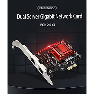 Dual-Port PCIe Gigabit Network Card 1000M PCI Express Ethernet Adapter with Intel 82575/82576 Two Ports LAN NIC Card for Support PXE for Windows/Windows Server/Linux/Freebsd/DOS with Low Profile