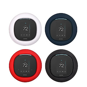 2 Pack DAYJOY Wall Plate Soft Silicone Case Cover Compatible with Ecobee 4 SmartThermostat,Fingerprint Resistant Bracket Mount (Black+Blue)