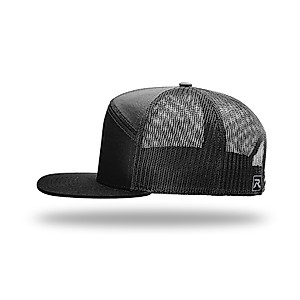 Richardson 168 Hat 7-Panel Trucker Cap Hi-Pro Snapback Cap Adjustable Baseball Hat Blank Hat Bulk Hats - Black