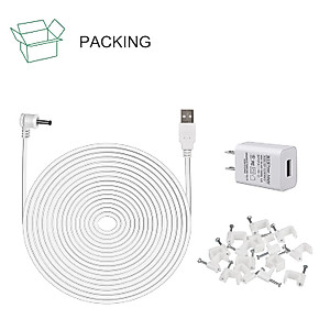 PowGrow Power Charger Adapter Compatible with Stick Up Cam Battery and Spotlight Cam Battery, 30ft/9m Power Charge Cable to Power Security Camera Continuously, 1-Pack
