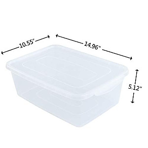 Inhouse 14 Quart Clear Storage Bin, Plastic Latching Box/Container with Lid, Shoe Boxes, Set of 4