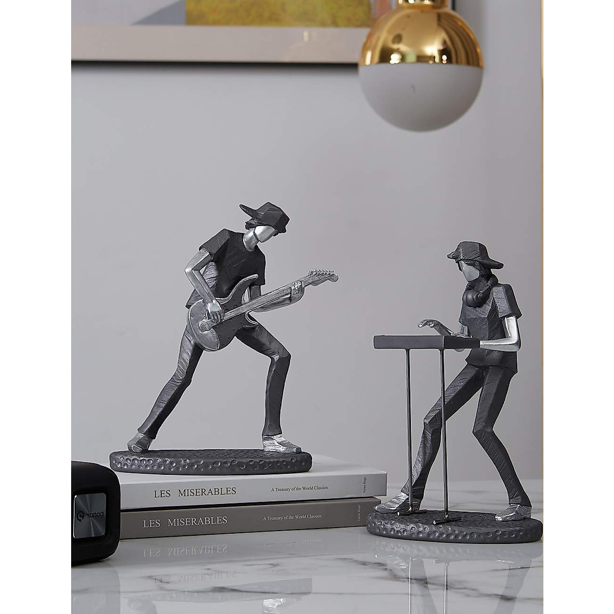 HAUCOZE Music Decor Figurine Home Gifts Modern Sculpture Statue Table Centerpiece Crafts Polyresin Piano Arts 8.5inch