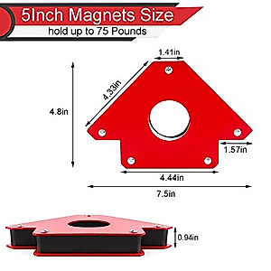 6 Pcs Arrow Welding Magnet, Welding Magnet Set for Metal Working 25, 50, and 75 Lbs Strength Magnetic Welding Holder, 45,90,135,180Degree Angle Fits for welding, soldering, assembling
