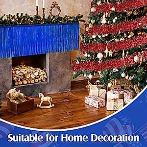 20 Pcs 4th of July Parade Float Decorations Including 8 Pcs 10 ft Metallic Foil Fringe Curtains 12 Pcs 6.5 ft Tinsel Garland for Flag Day Independence Day Party Car Decorations