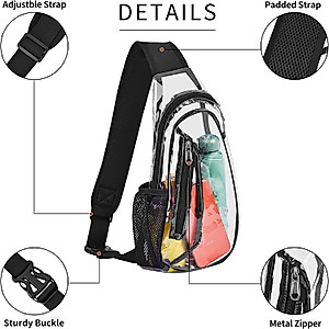 AROUVOG Clear Sling Bag, Stadium Approved Mini PVC Crossbody Shoulder Backpack, Transparent Casual Chest Daypack for Women & Men, Perfect for Hiking, Stadium or Concerts, Black, One Size