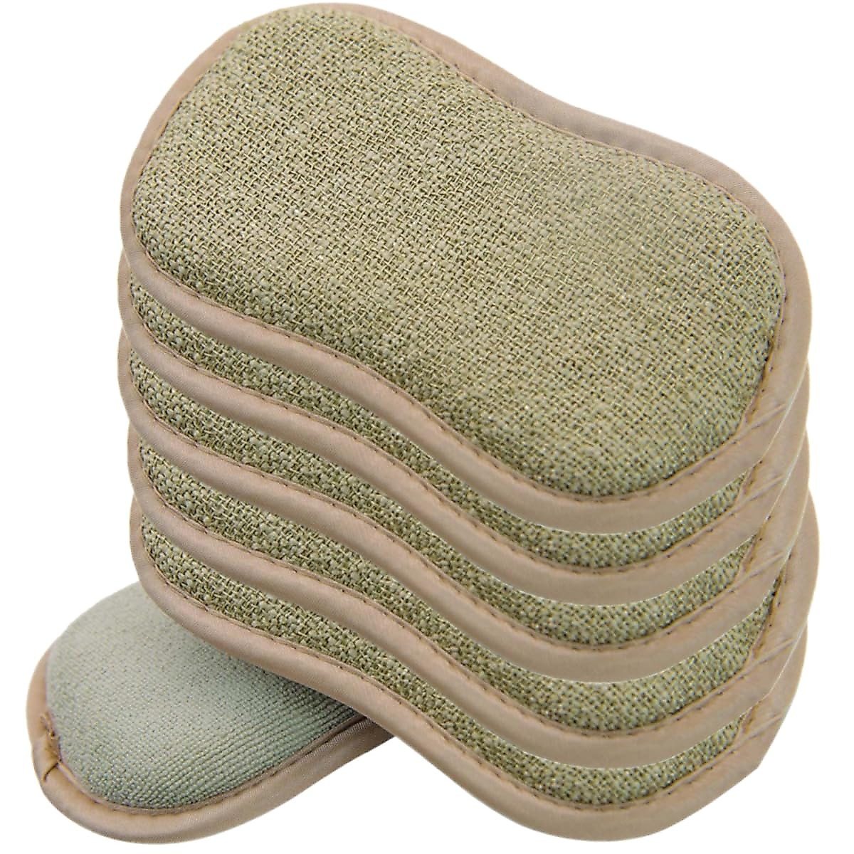 MetaForms Multi-Purpose Scrub Sponges Kitchen - 6 Pack, Non-Scratch Microfiber Sponges for Cleaning, Along with Heavy Duty Scouring Power - Reusable Dish Sponge for Dishes, Pots and Pans（ Large）