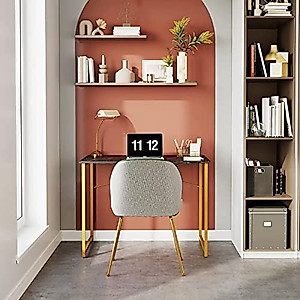 Coleshome 31 Inch Computer Desk, Modern Simple Style Desk for Home Office, Study Student Writing Desk,Black Marble + Gold Leg