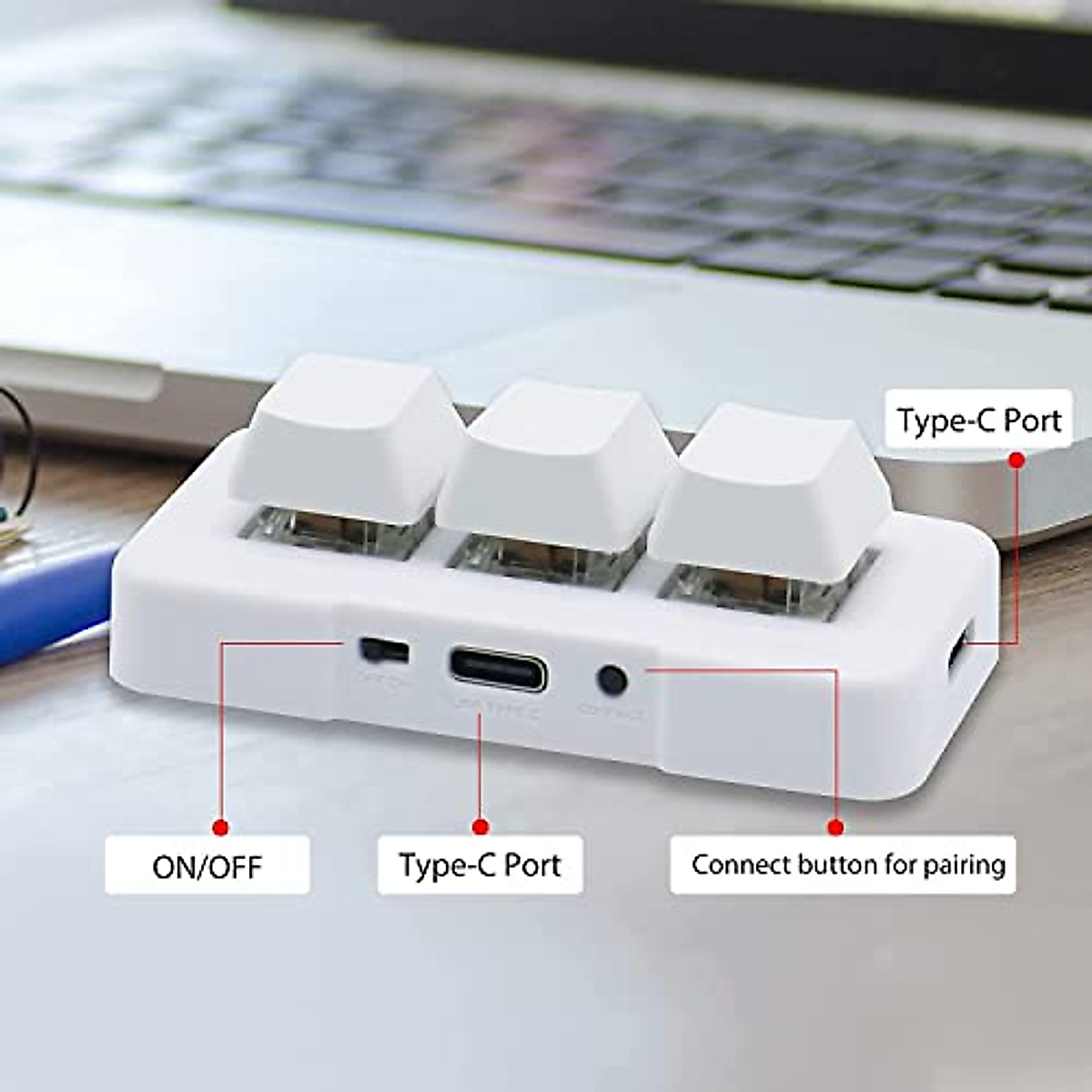 PCsensor 3-Key Mini Keypad 2.4G Wireless USB 2 in 1 Mechanical Gaming Keyboard Hot Key Customized Program with RGB Led for Gaming OSU Office Work