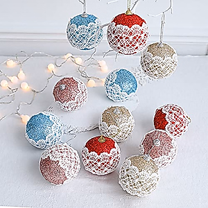 Christmas Tree Lace Foam Christmas Dip Powder Hanging Ornament 8cm Charm Christmas Decorations Ornament Handmade (Red, One Size)