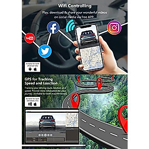 REDTIGER Dash Cam for Cars,4K UHD 2160P Car Camera Front, Wi-Fi GPS,3.18" LCD Screen,Night Vision,170° Wide Angle,WDR,G-Sensor,24H Parking Monitor, Support 256GB Max