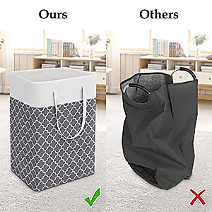Laundry Basket, 2-Pack Laundry Hamper with Long Handles, Collapsible Laundry Baskets with Large Capacity, Tall Laundry Bin, Clothes Hampers for Laundry Room, Bedroom, Dorm, Toys, 75L, Grey