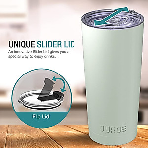JURO Tumbler 20 oz Stainless Steel Vacuum Insulated Tumblers w/Lids and Straw [Travel Mug] Double Wall Water Coffee Cup for Home, Office, Kitchen Outdoor ideal for Ice Drinks/Hot Beverage - Mint