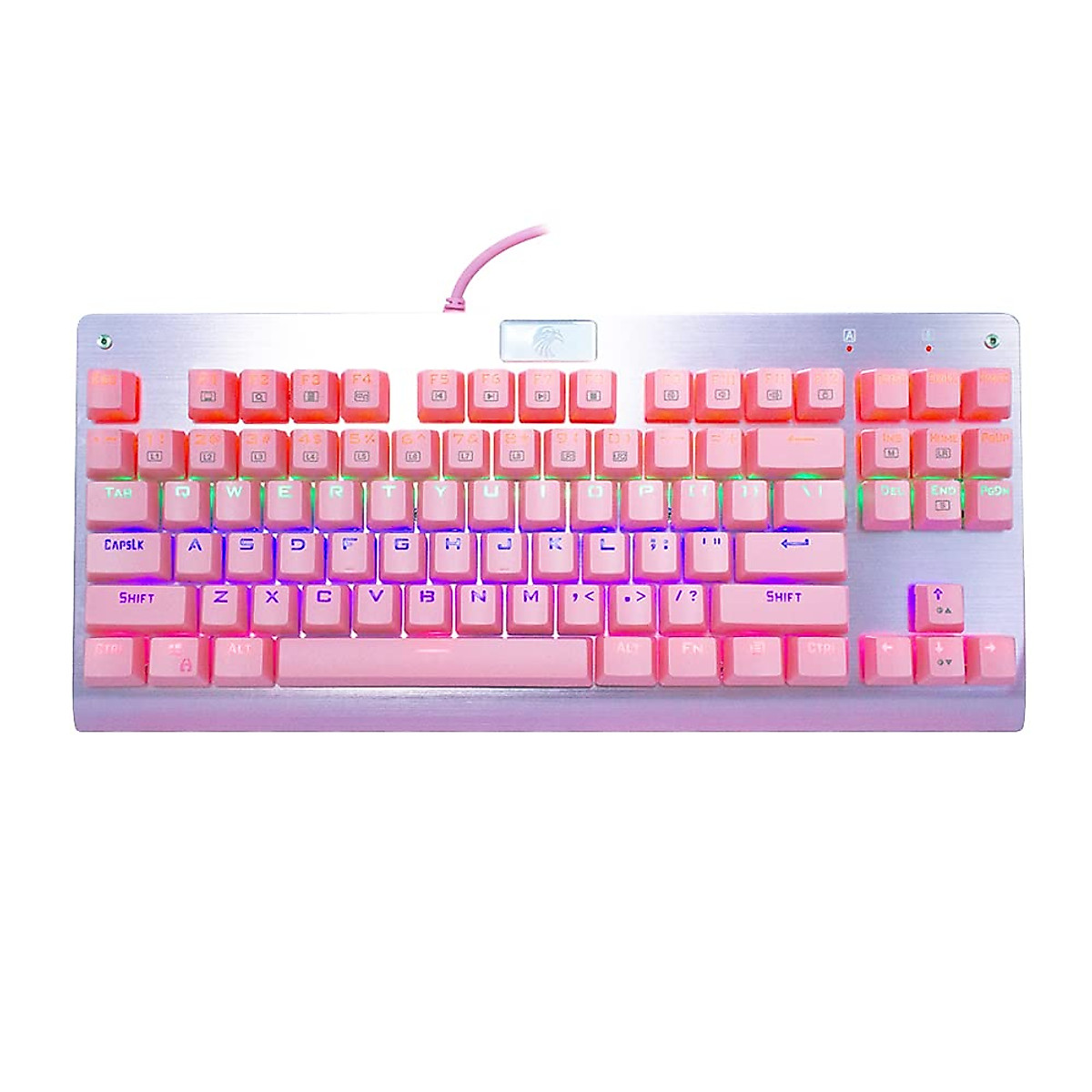 Granvela E-yooso Pink Z-77 Mechanical Keyboard | Aluminium Panel |Tactile Brown Switches | Rainbow LED Backlit | N-Key Rollover | 87-Key Tenkeyless | Hot Swappable